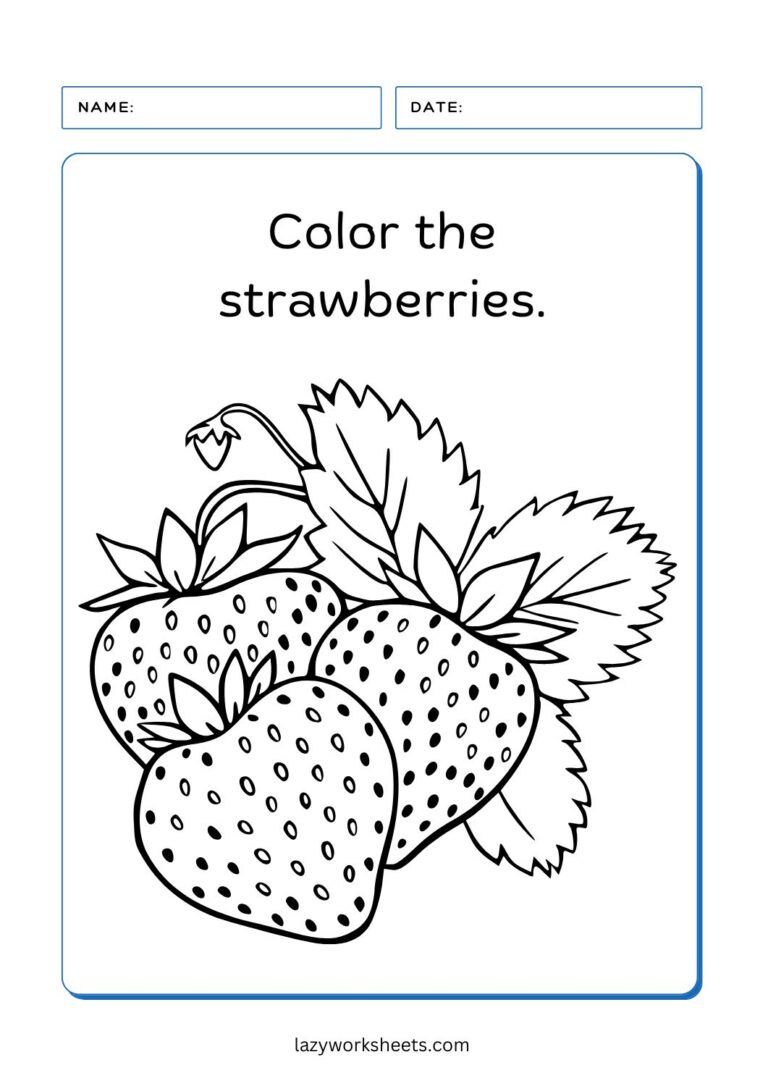 Color the Strawberry Worksheets | Lazy Worksheets