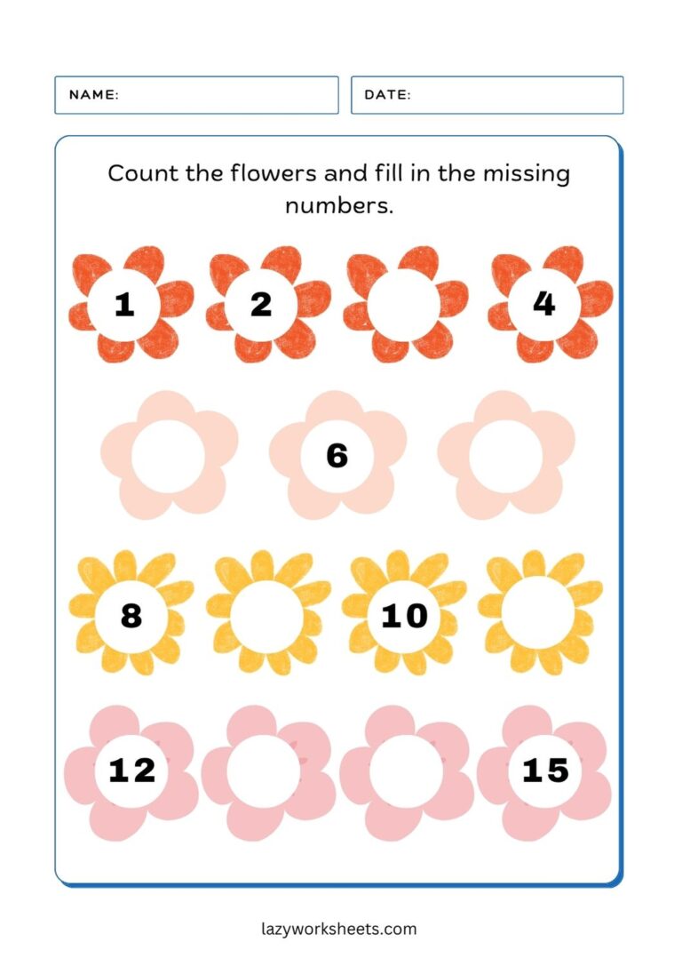 Count the Flowers 1-10 Number Worksheets | Lazy Worksheets