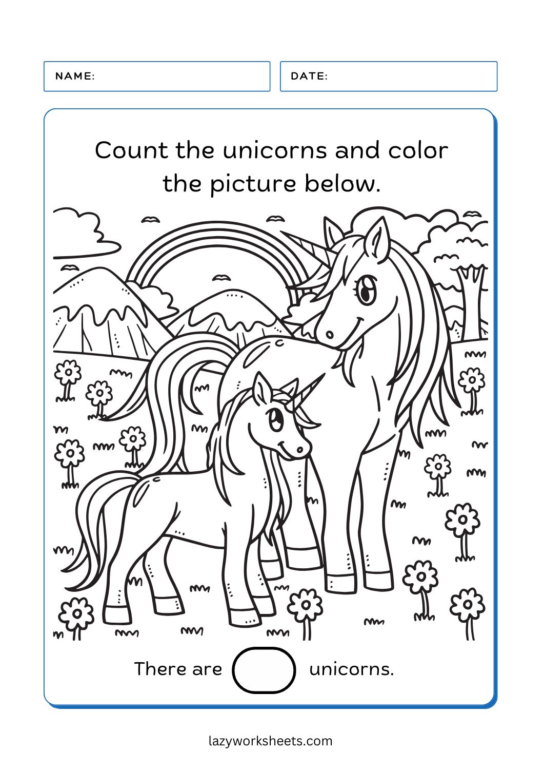 Color the Unicorn Worksheets | Lazy Worksheets