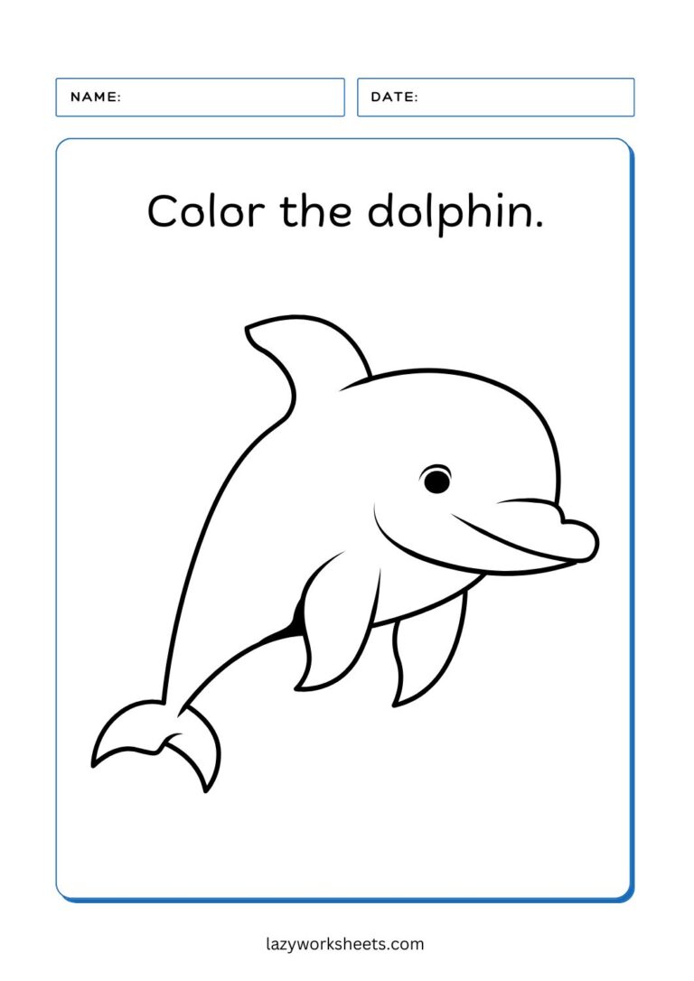 Color the Dolphin Worksheets | Lazy Worksheets