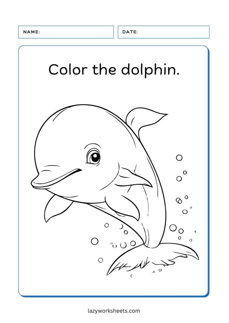 Color the Dolphin Worksheets | Lazy Worksheets