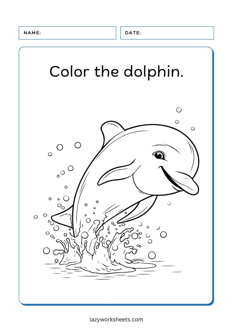 Color the Dolphin Worksheets | Lazy Worksheets