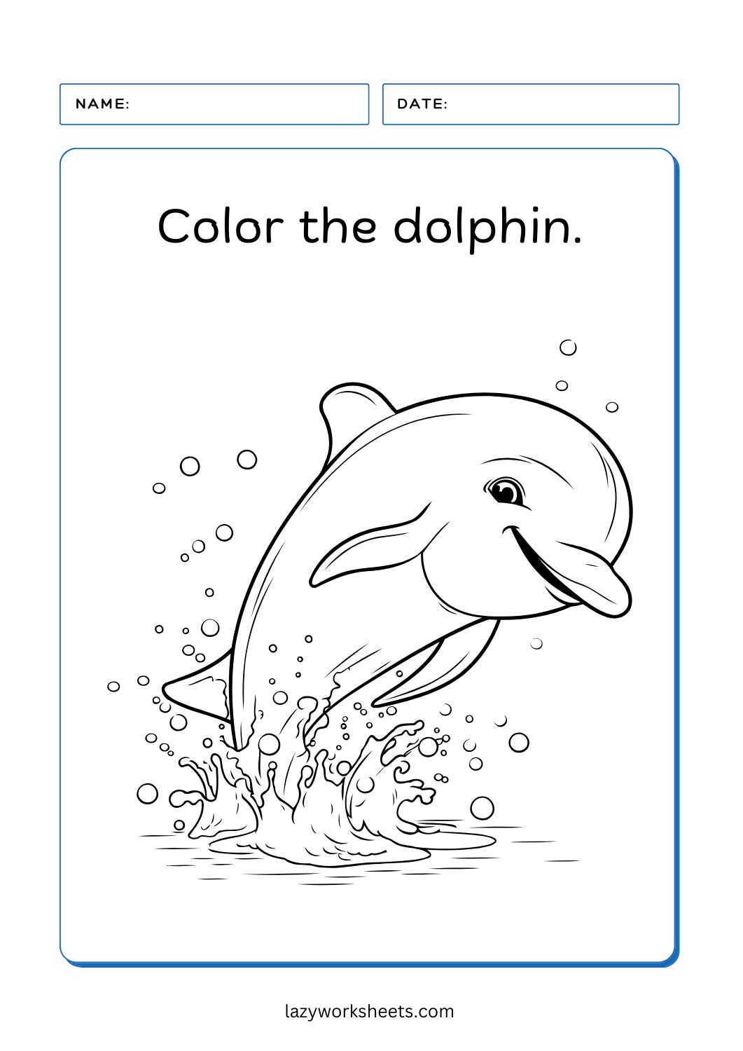 Color the Dolphin Worksheets | Lazy Worksheets