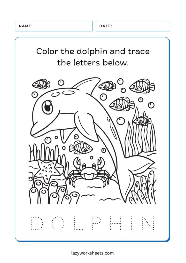 Color the Dolphin Worksheets | Lazy Worksheets