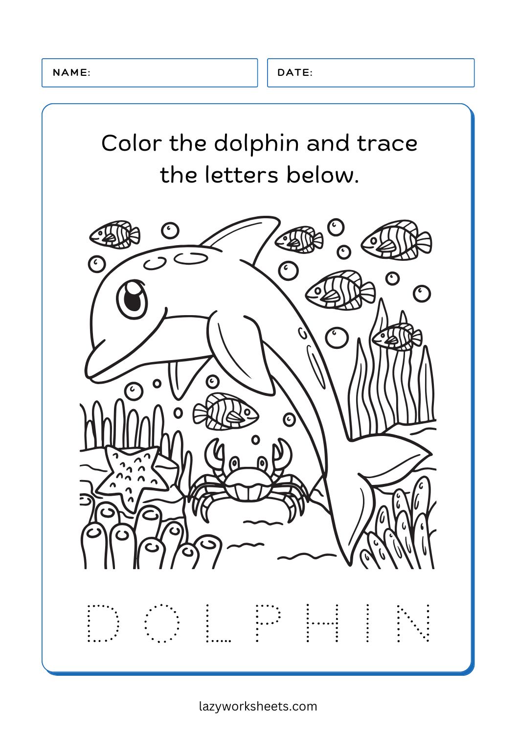 Color the Dolphin Worksheets | Lazy Worksheets