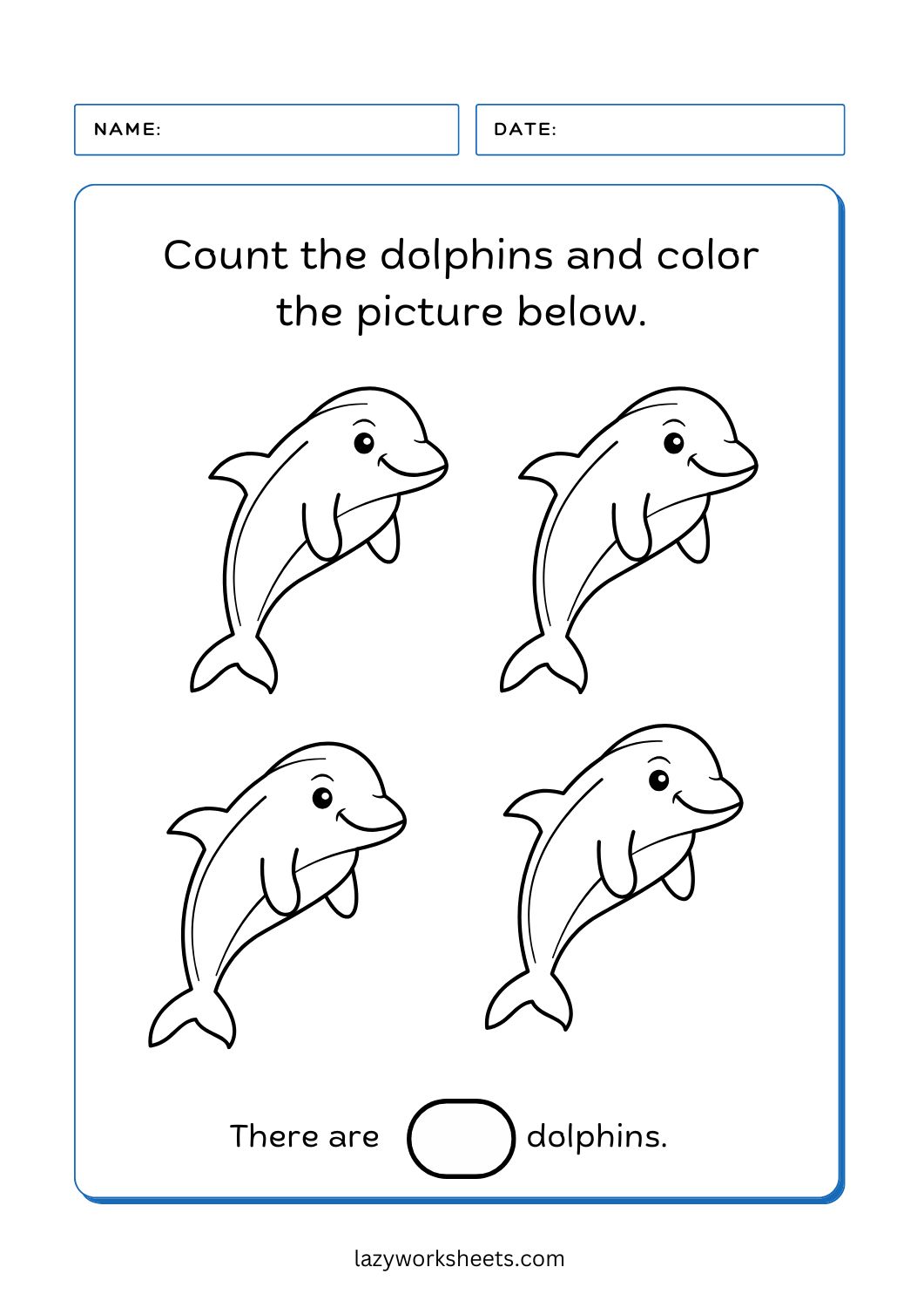 Color the Dolphin Worksheets | Lazy Worksheets
