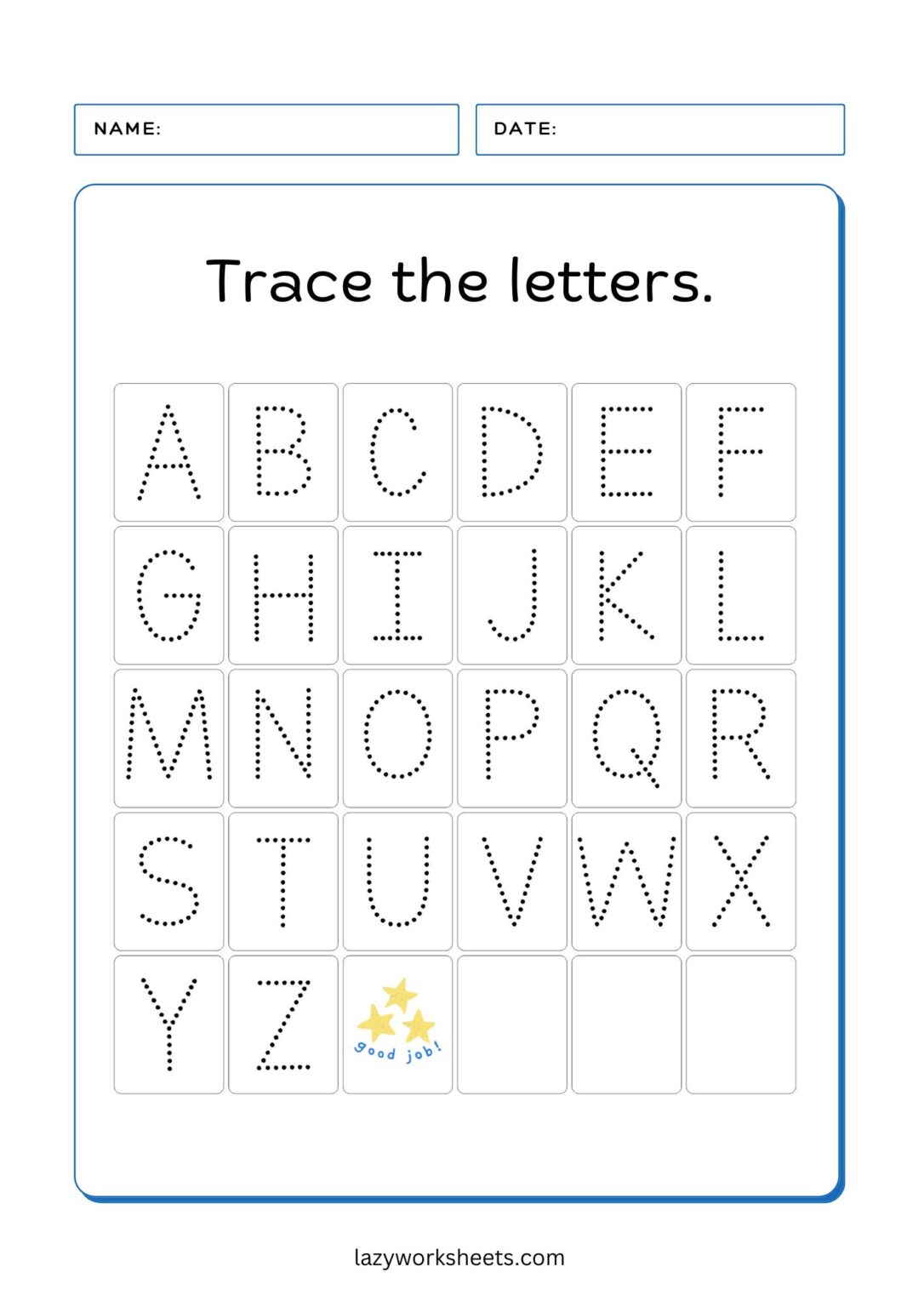 Trace the Alphabet Worksheets | Letter Tracing | Lazy Worksheets