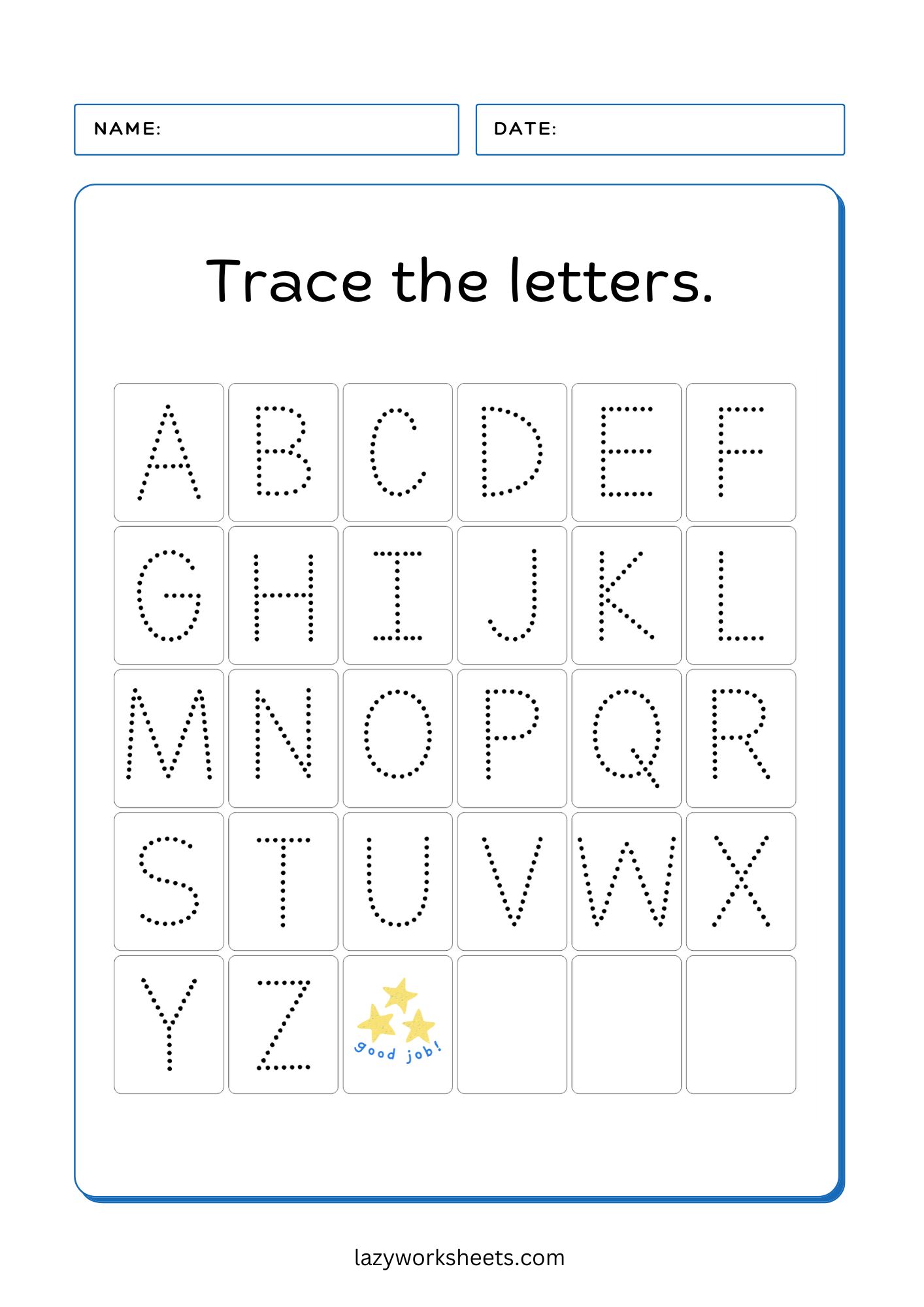 Trace the Alphabet Worksheets | Letter Tracing | Lazy Worksheets