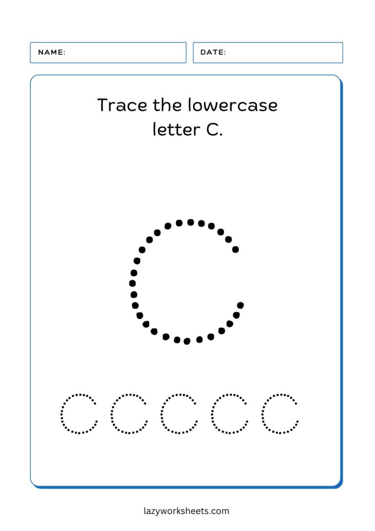 Trace the Letter C | Alphabet Tracing | Lazy Worksheets
