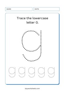 Trace the Letter G | Alphabet Tracing | Lazy Worksheets