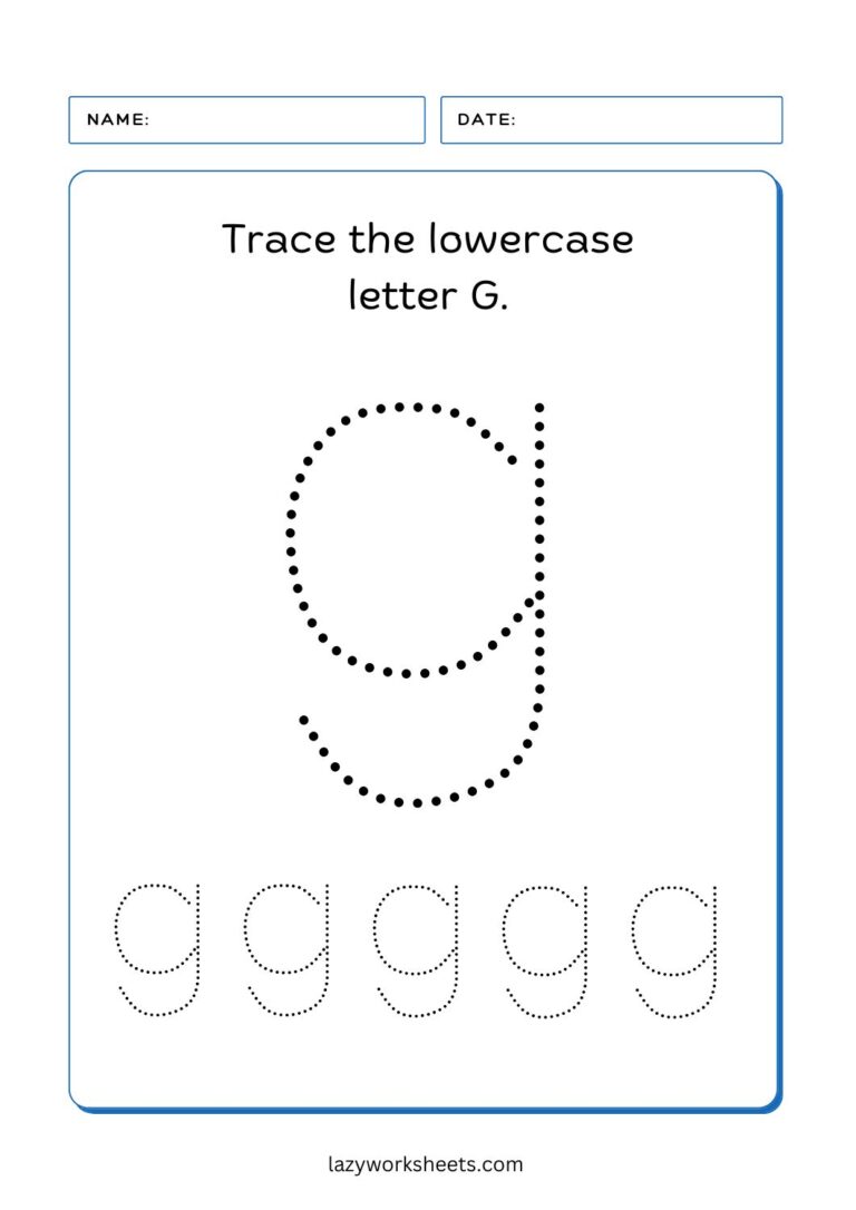Trace the Letter G | Alphabet Tracing | Lazy Worksheets