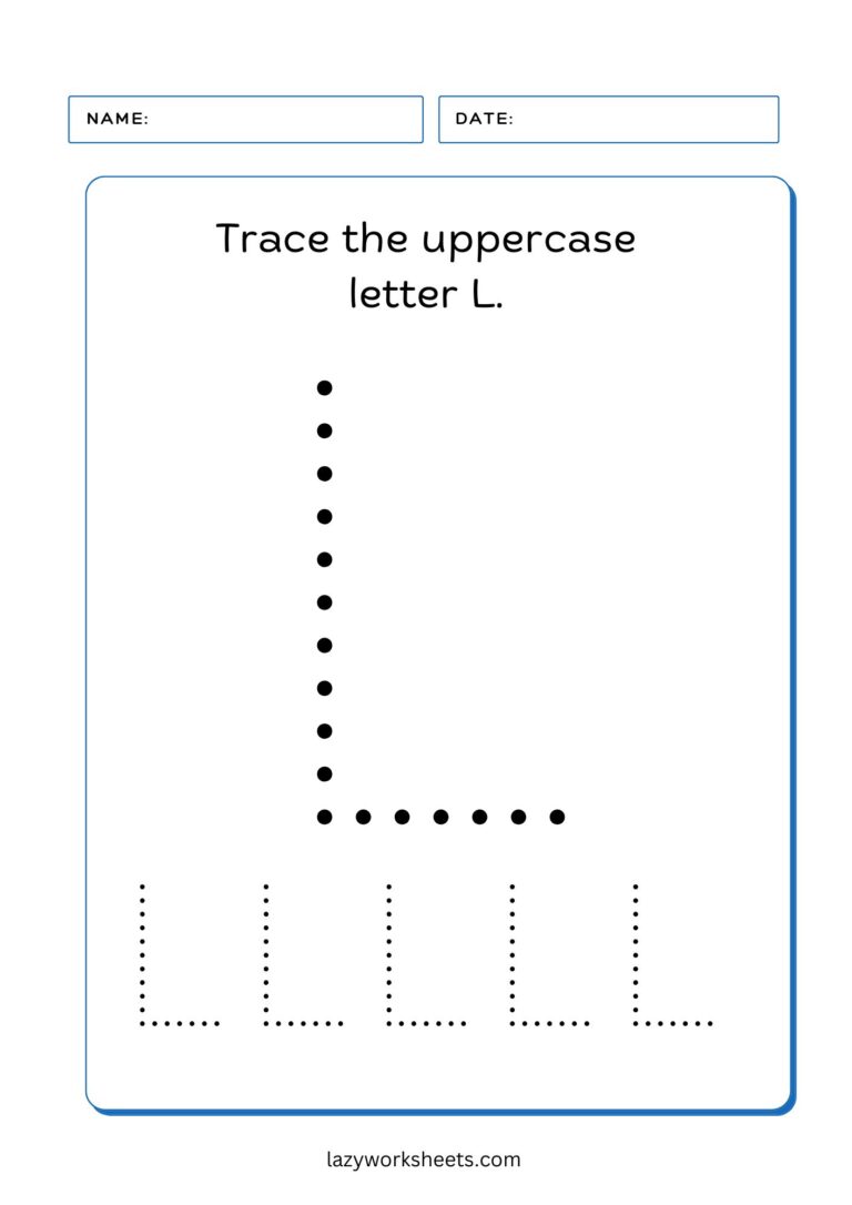 Trace the Letter L | Free PDF Tracing Sheets | Lazy Worksheets