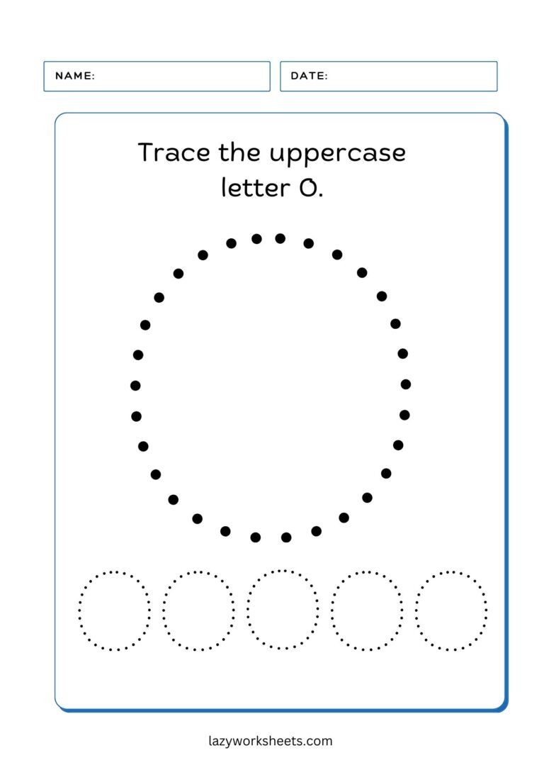 Trace the Letter O | Free PDF Tracing Sheets | Lazy Worksheets