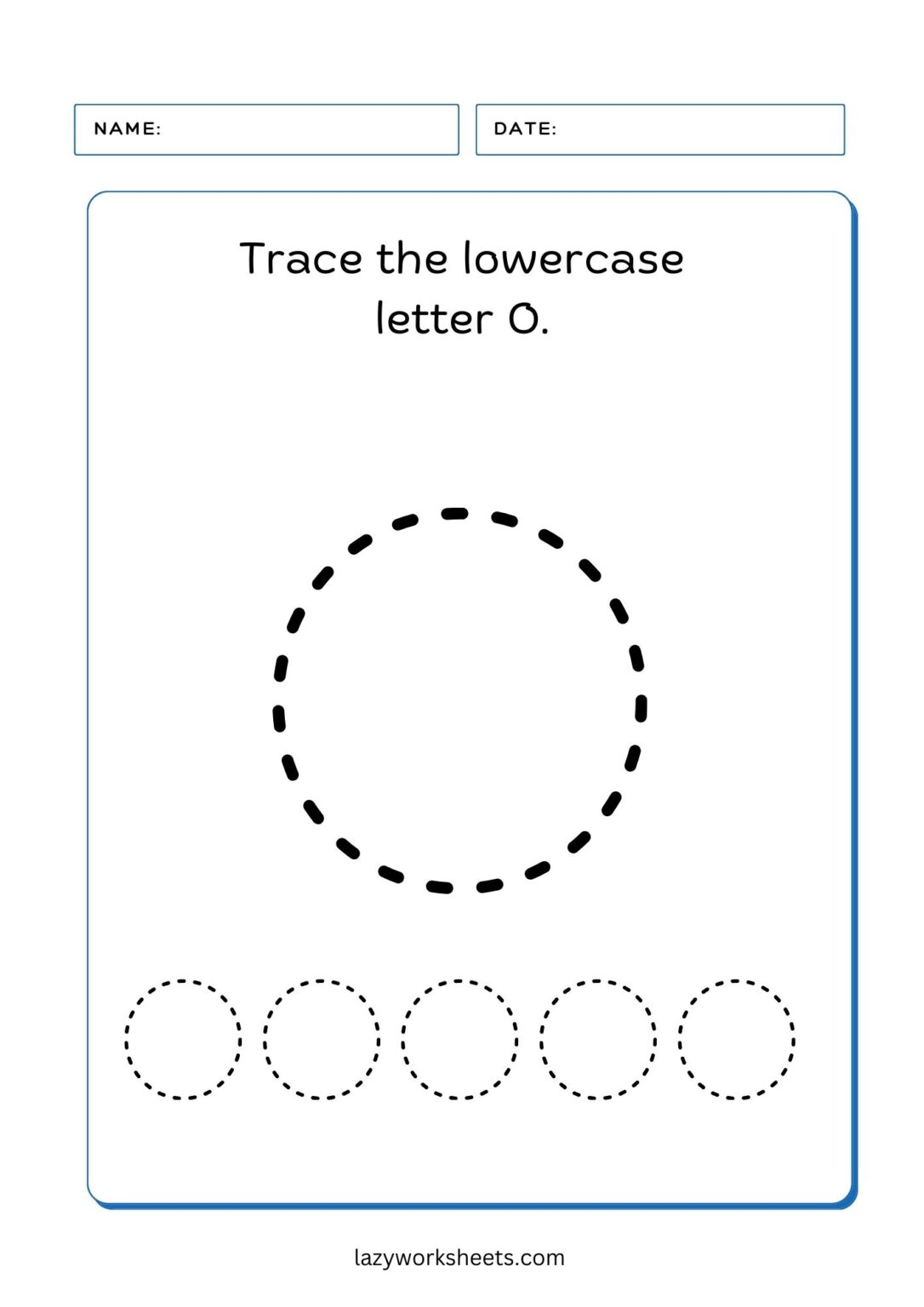 Trace the Letter O | Free PDF Tracing Sheets | Lazy Worksheets