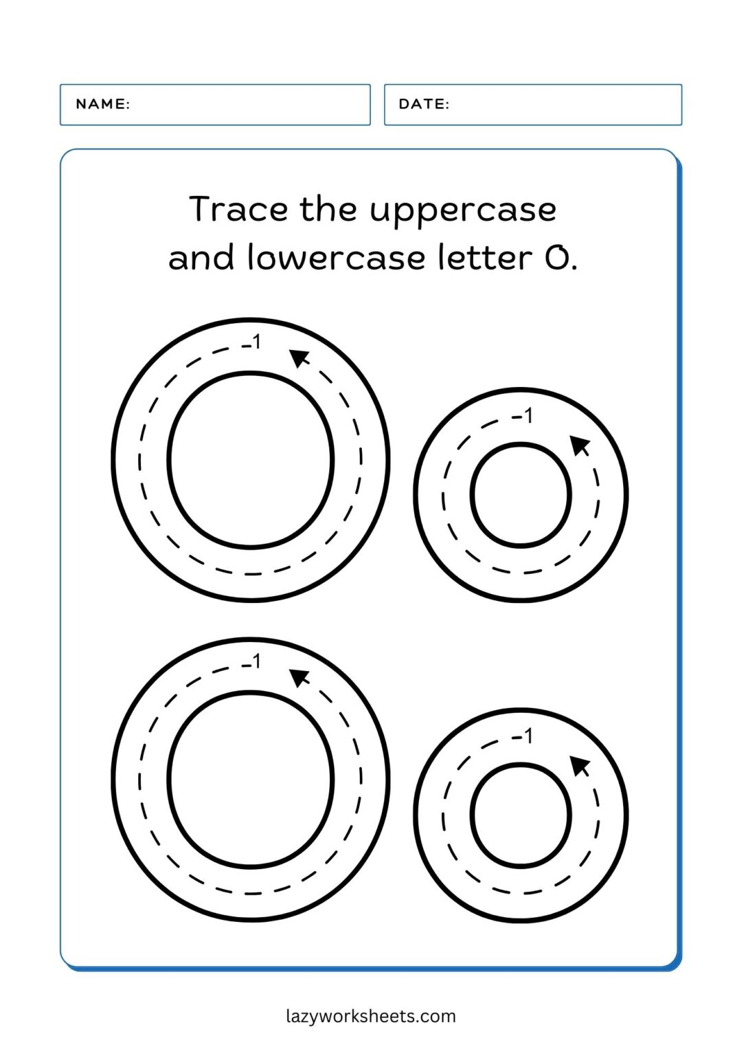 Trace the Letter O | Free PDF Tracing Sheets | Lazy Worksheets