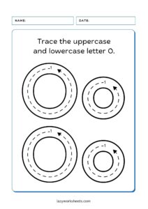 Trace the Letter O | Free PDF Tracing Sheets | Lazy Worksheets