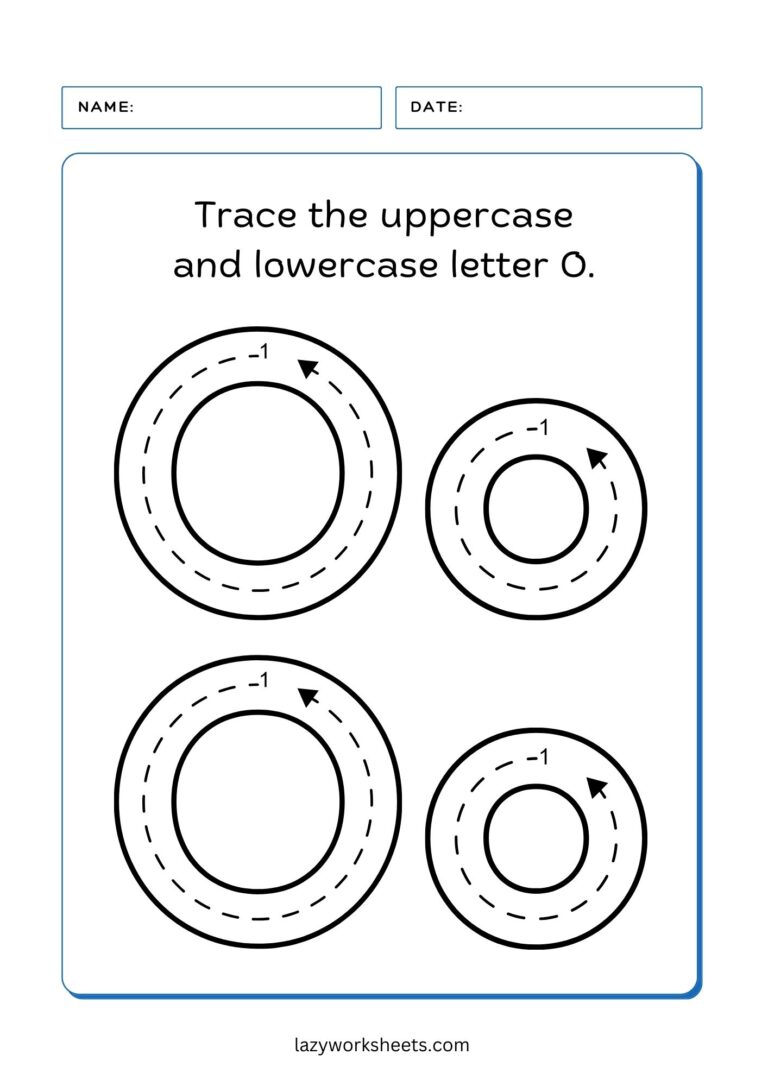 Trace the Letter O | Free PDF Tracing Sheets | Lazy Worksheets