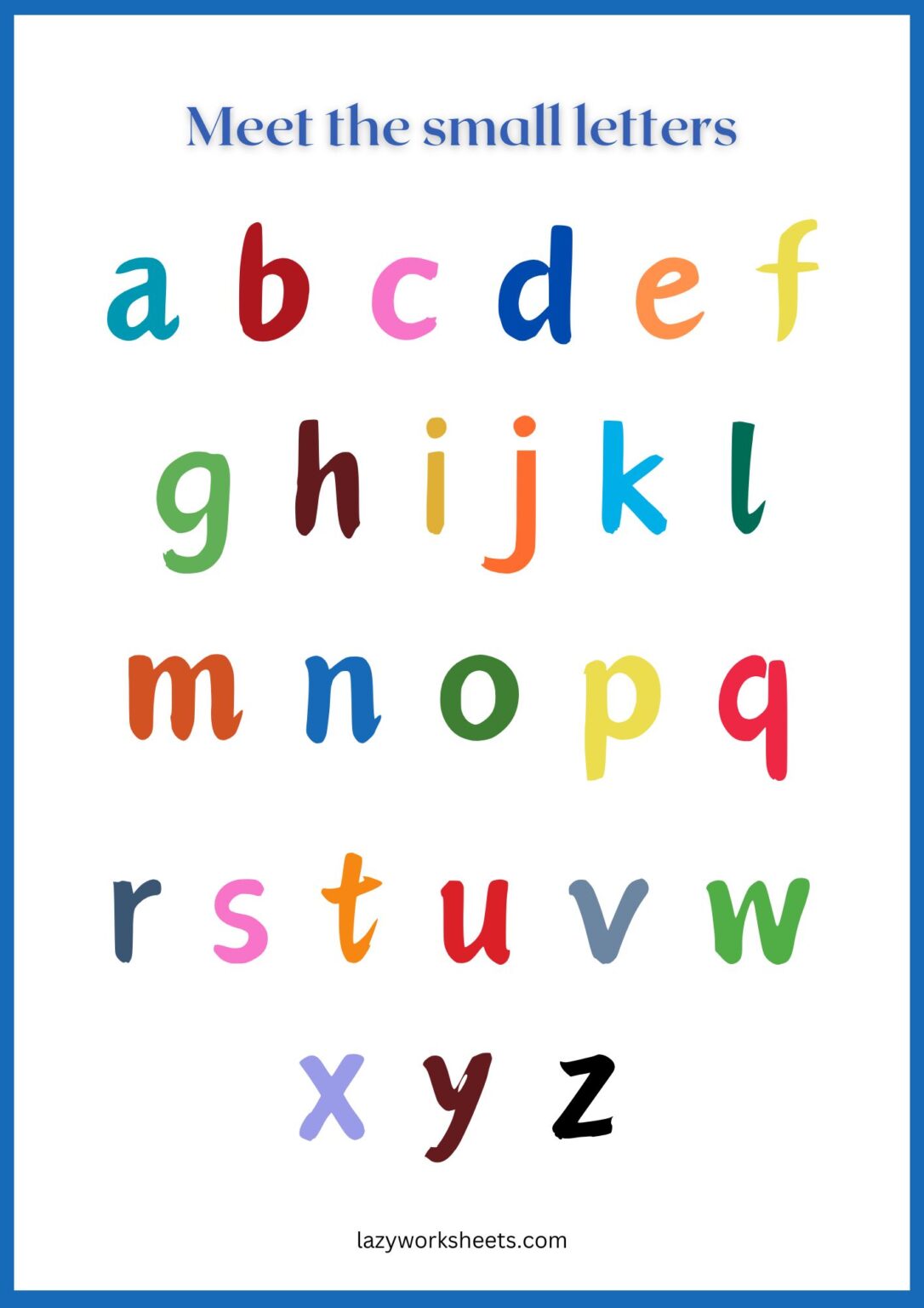 Alphabet Charts | Free Printable PDF Charts | Lazy Worksheets