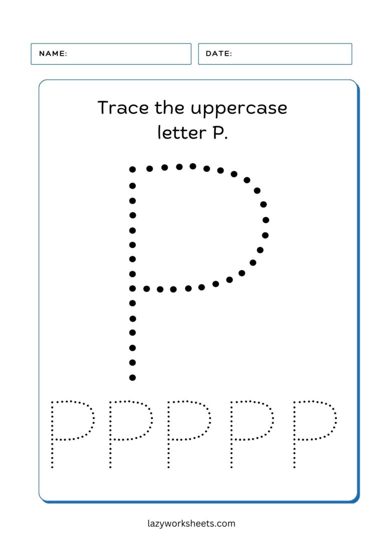 Trace the Letter P | Free PDF Tracing Sheets | Lazy Worksheets