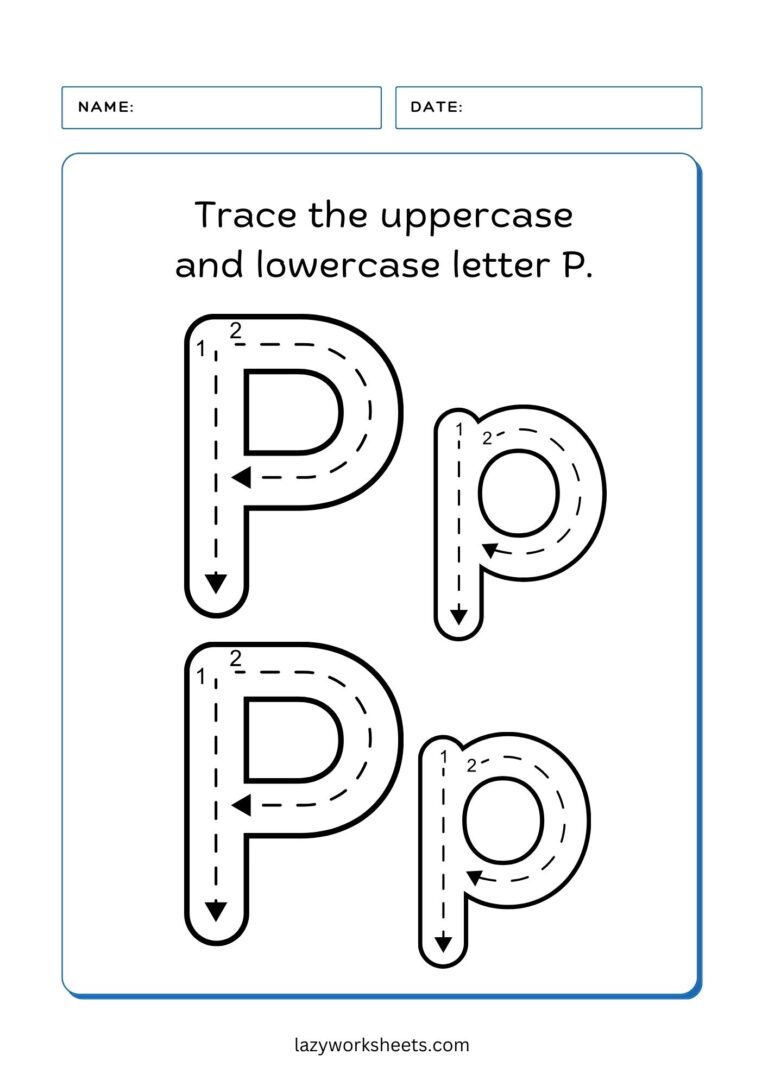 Trace the Letter P | Free PDF Tracing Sheets | Lazy Worksheets