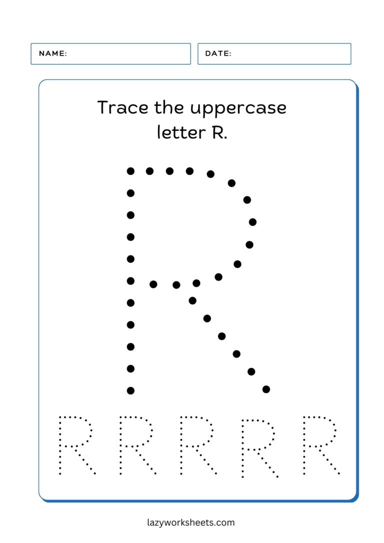 Trace the Letter R | Free PDF Tracing Sheets | Lazy Worksheets