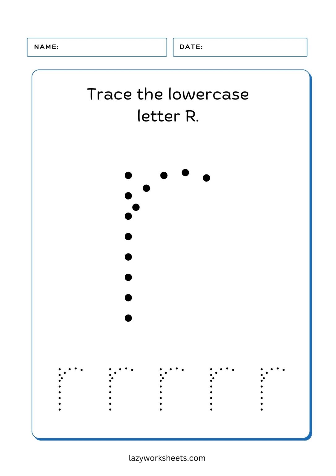 Trace the Letter R | Free PDF Tracing Sheets | Lazy Worksheets