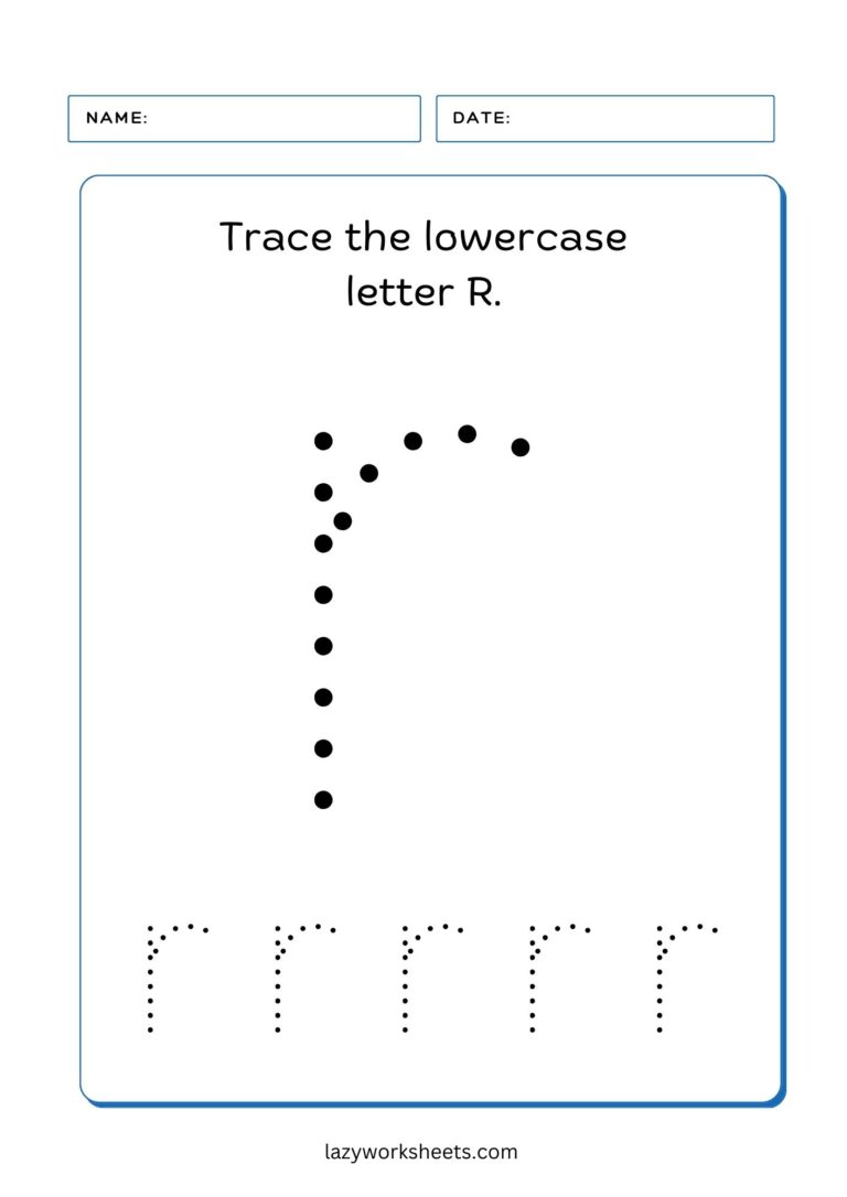 Trace the Letter R | Free PDF Tracing Sheets | Lazy Worksheets