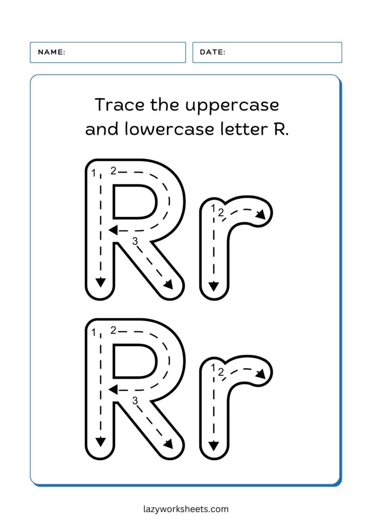 Trace the Letter R | Free PDF Tracing Sheets | Lazy Worksheets