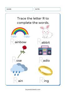 Trace the Letter R | Free PDF Tracing Sheets | Lazy Worksheets