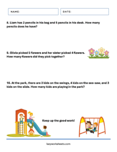 Word Problems on Addition for Grade 1 | Free PDF Worksheets | Lazy ...