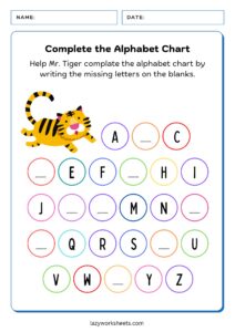 Write the Missing Letters | Free PDF Sheets | Lazy Worksheets