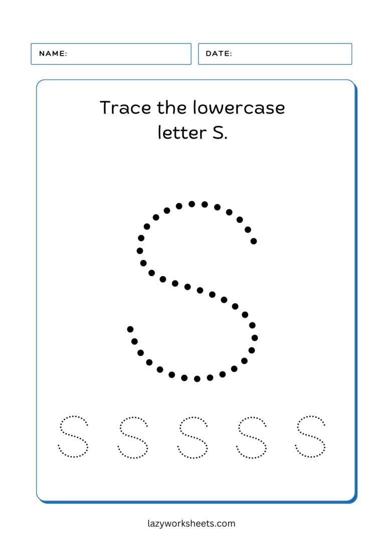 Trace the Letter S | Free PDF Tracing Sheets | Lazy Worksheets
