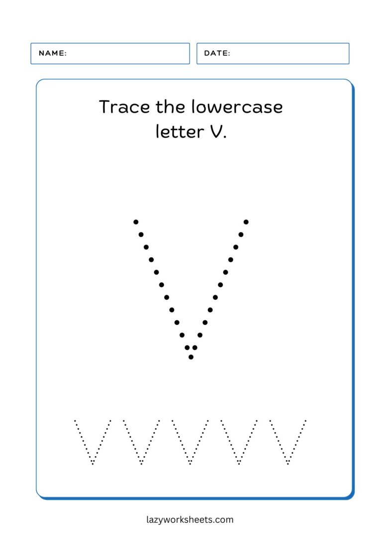 Trace the Letter V | Free PDF Tracing Sheets | Lazy Worksheets