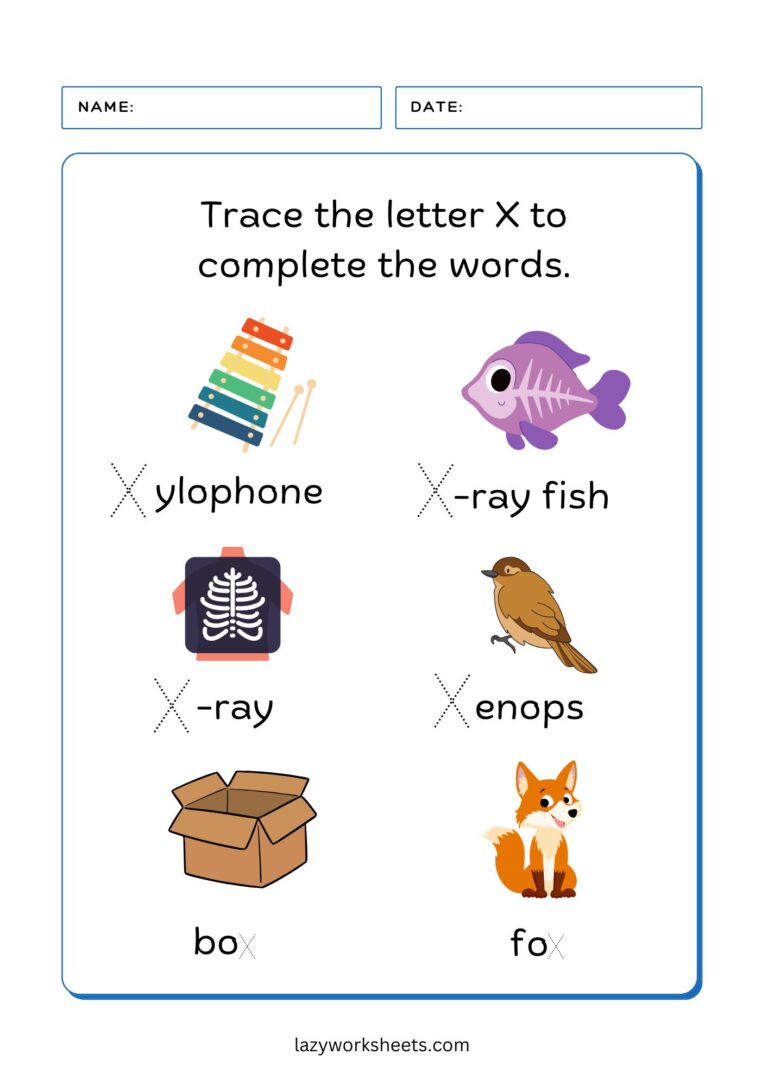 Trace the Letter X | Free PDF Tracing Sheets | Lazy Worksheets