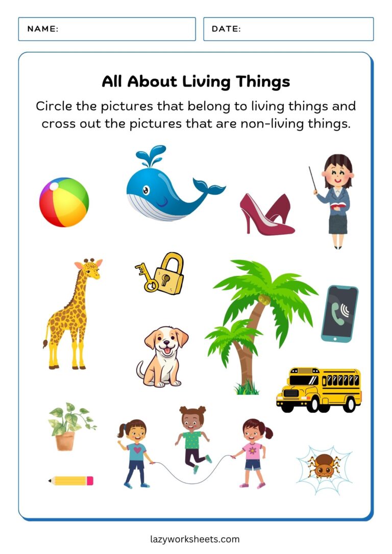 All About Living Things Worksheets | Lazy Worksheets