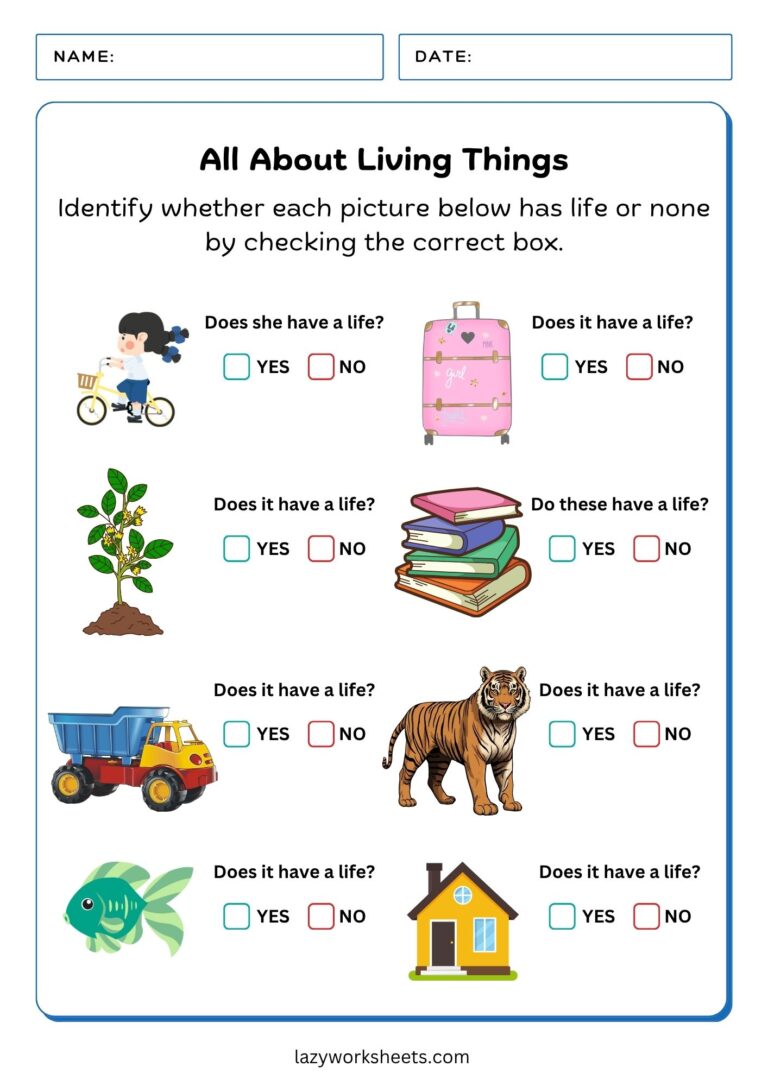 All About Living Things Worksheets | Lazy Worksheets