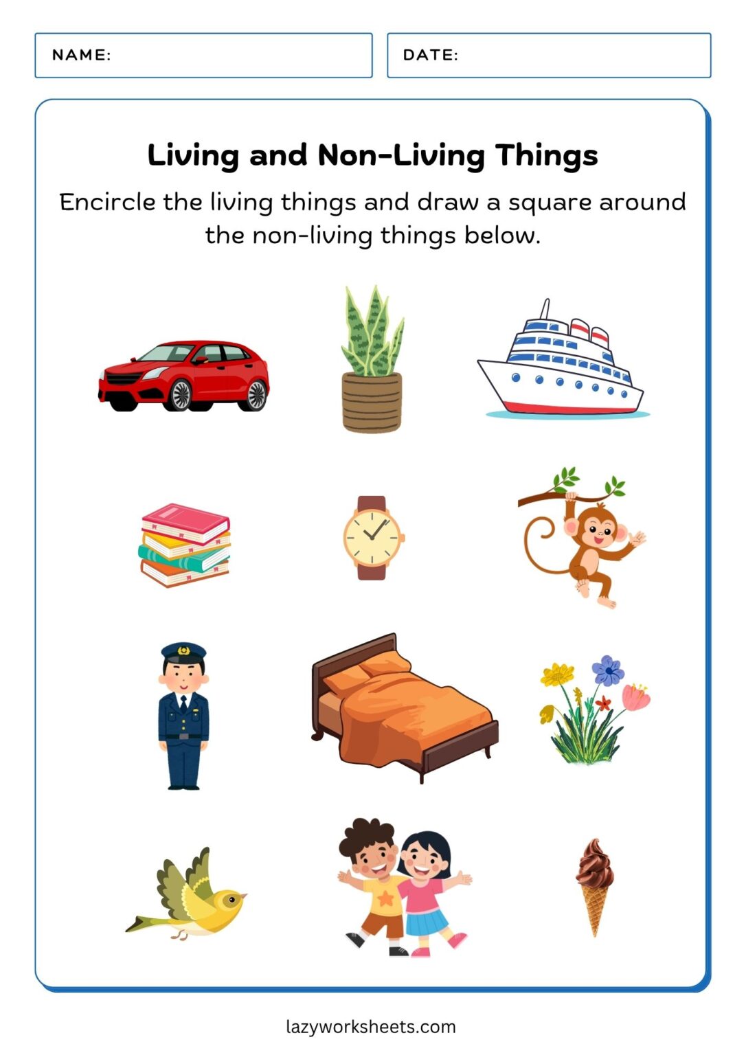 Living and Non-Living Things Worksheets | Lazy Worksheets