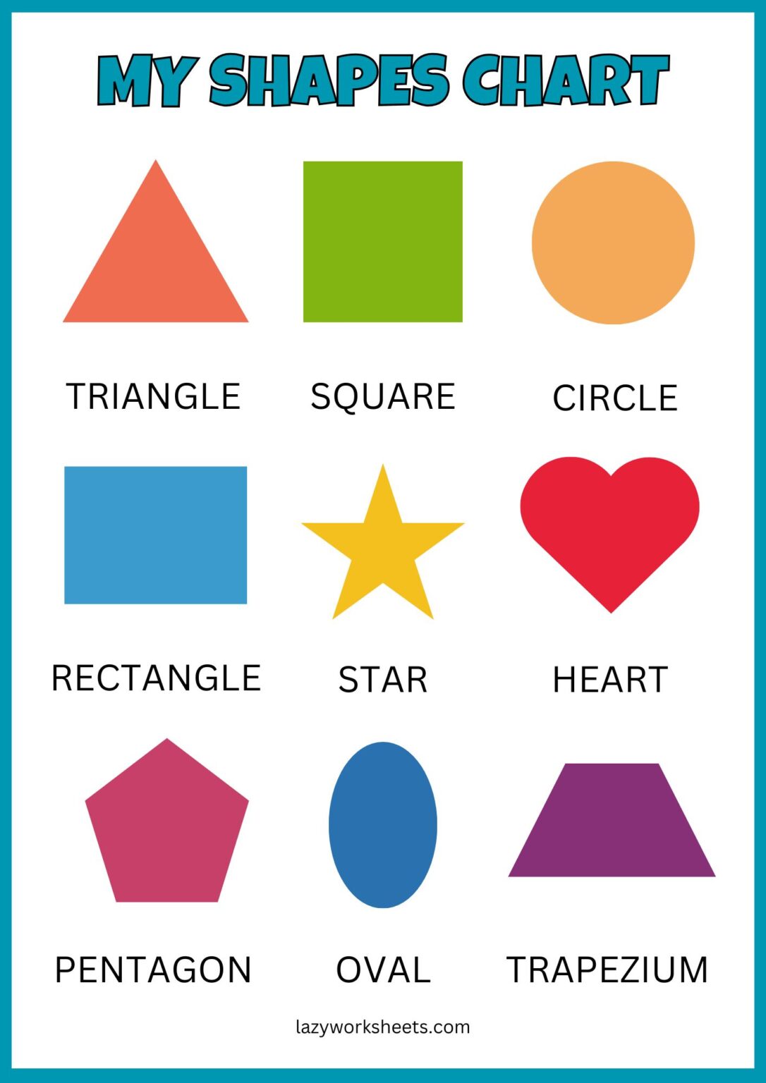 Shapes Charts | Free Printable PDF Charts | Lazy Worksheets