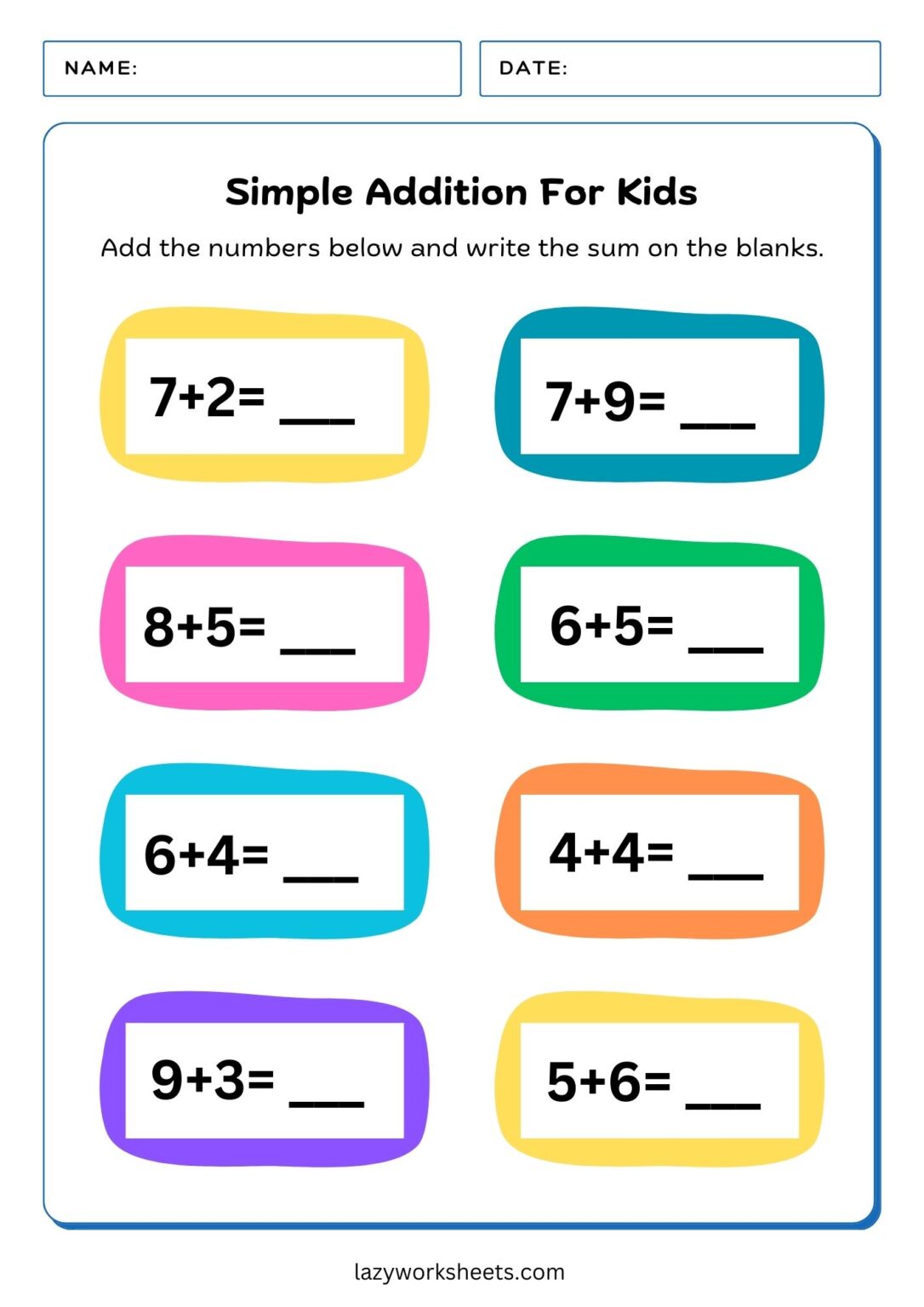 Simple Addition for Kindergarten | Free PDF Sheets