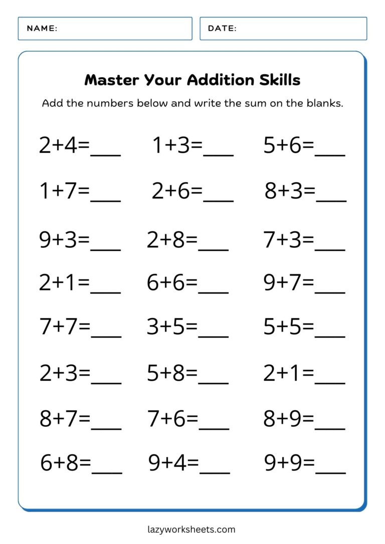 Simple Addition for Kindergarten | Free PDF Sheets
