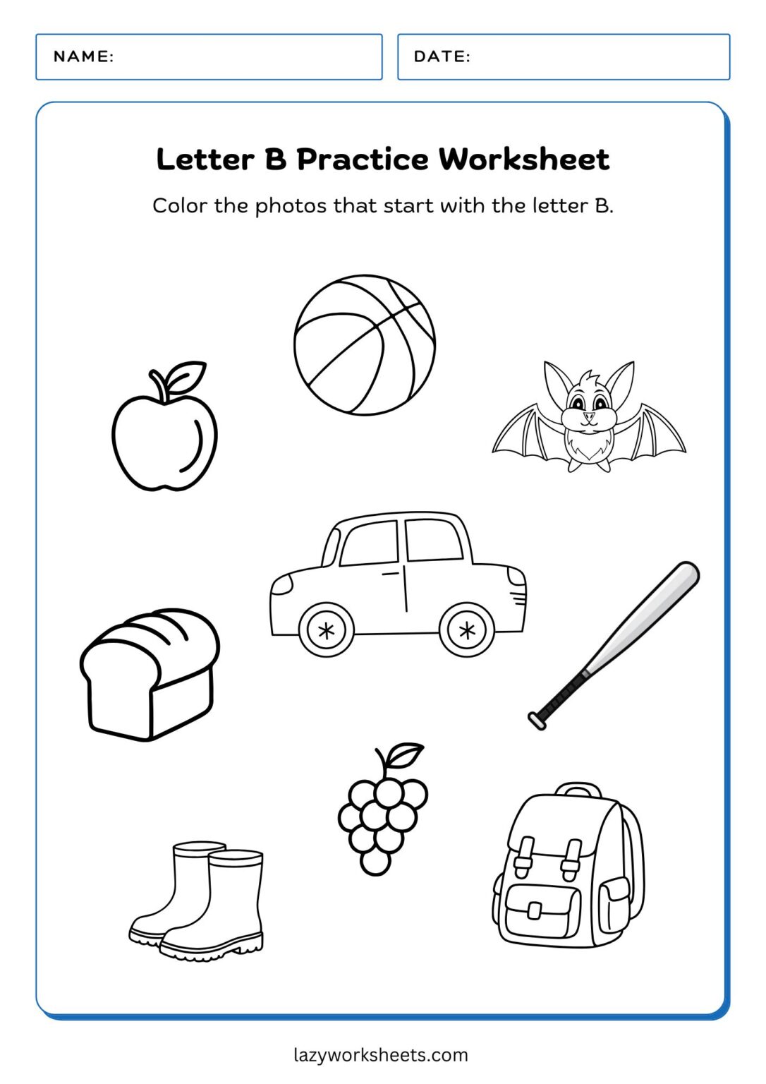 Letter B Practice Worksheets | Free PDF Sheets | Lazy Worksheets