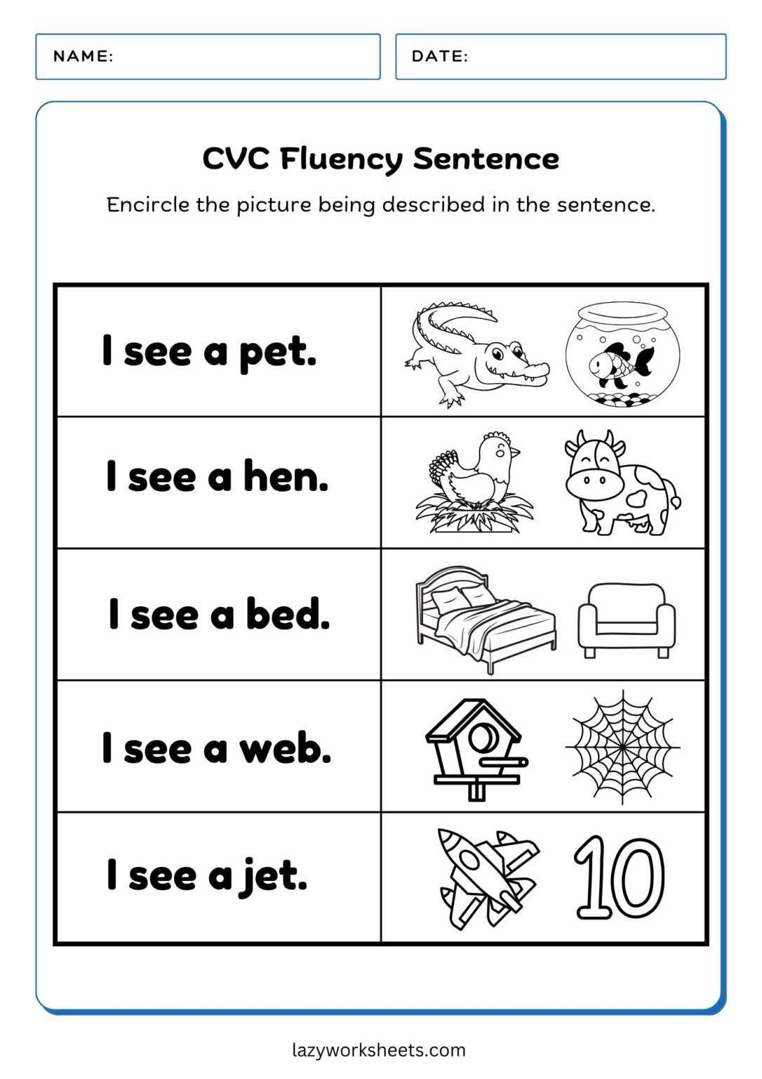 CVC Practice Worksheets | Free PDF Sheets | Lazy Worksheets