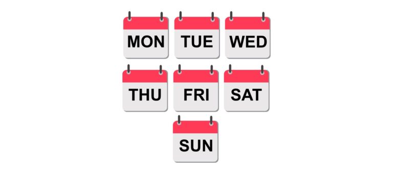 Days Of The Week Charts | Free Printable PDF Charts | Lazy Worksheets