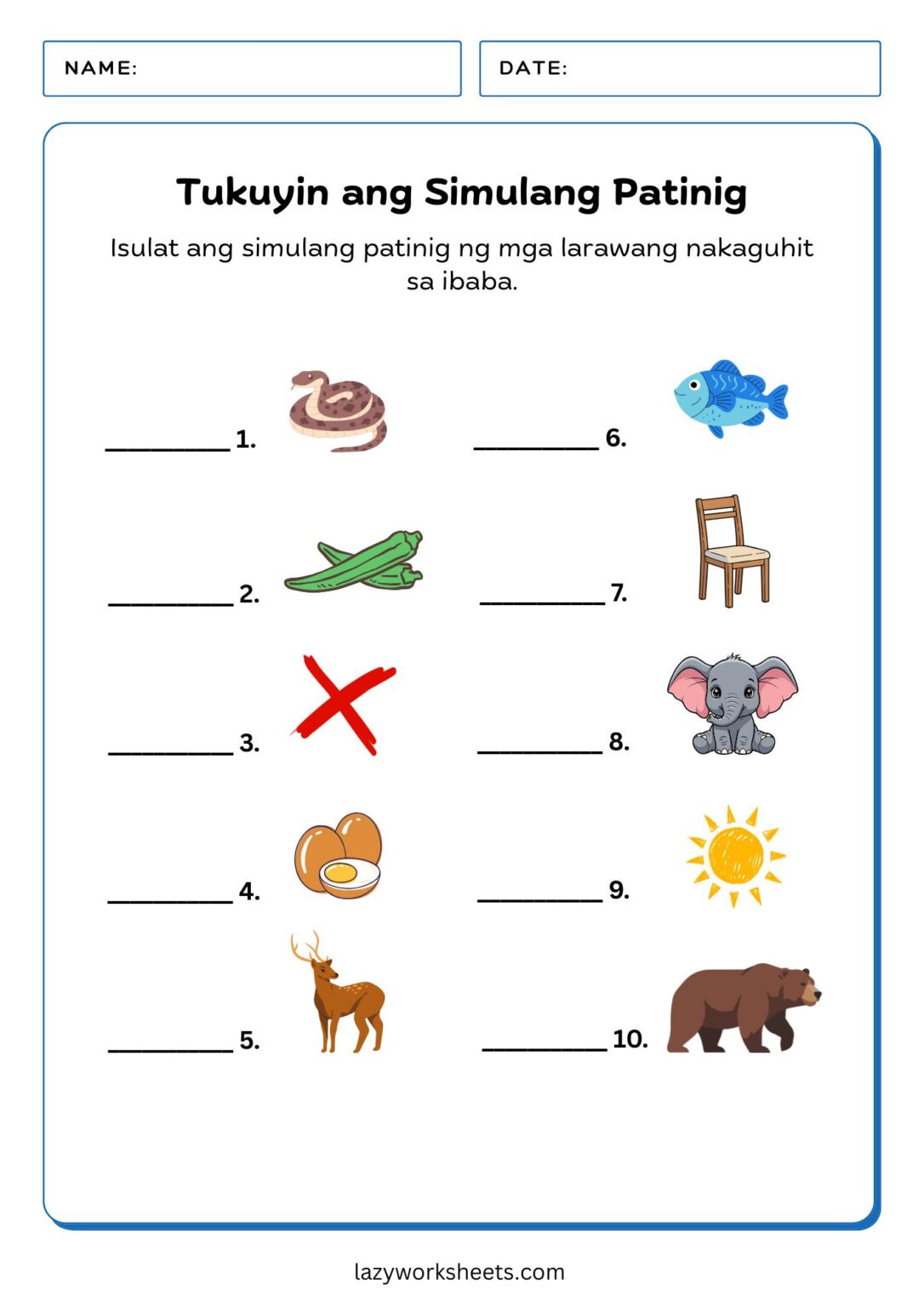 Patinig Worksheets | Learn Filipino PDF Sheets | Lazy Worksheets
